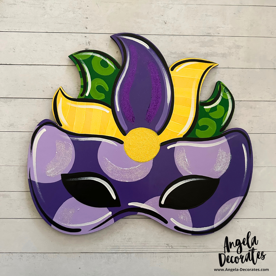 Large Feathered Mardi Gras Mask Attachment (For Door Hangers) – Angela ...
