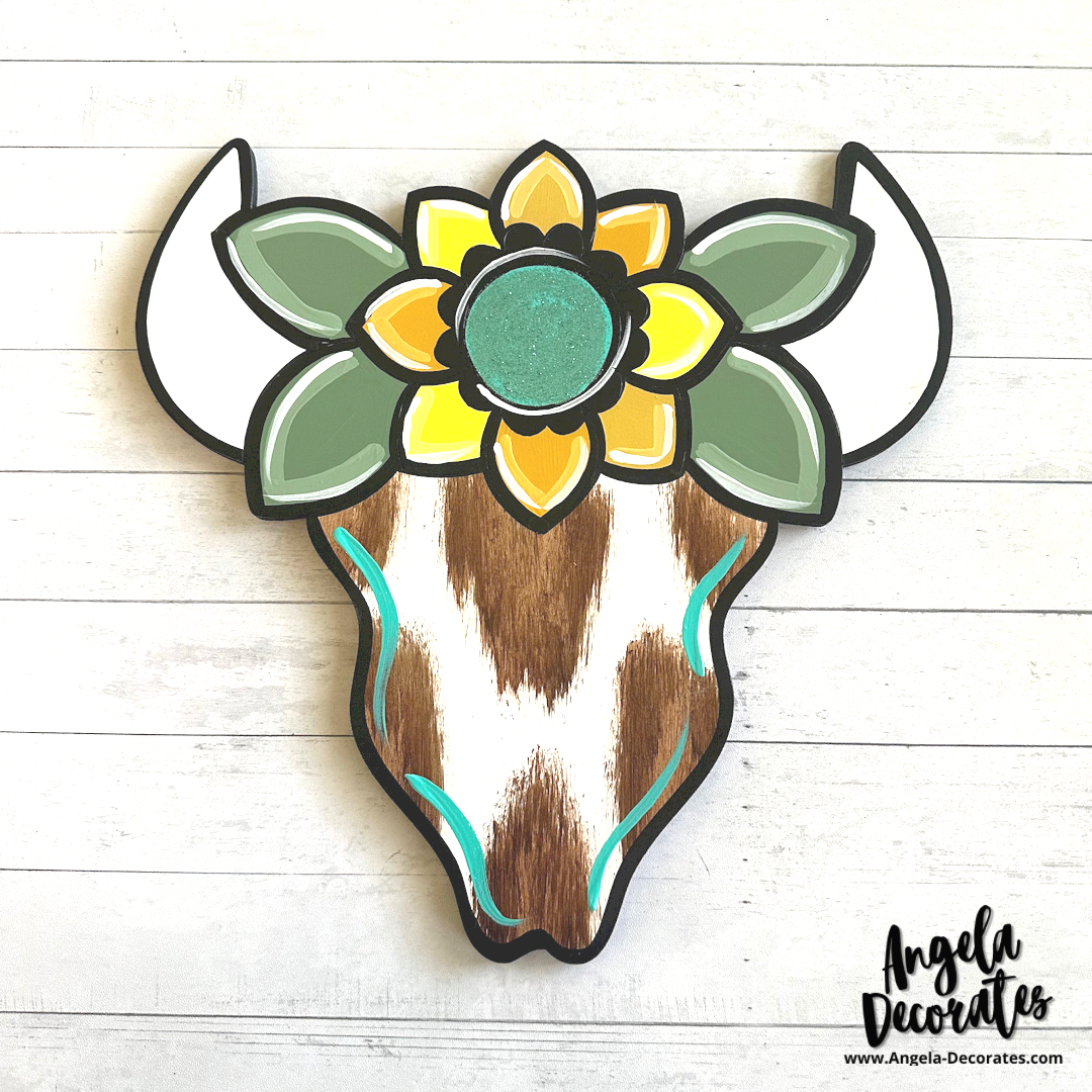 Cow Skull with Sunflower Attachment – Angela Decorates